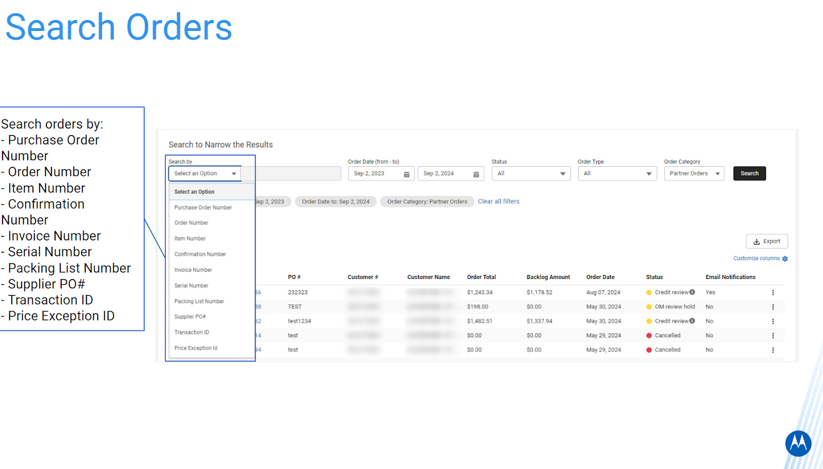 New Order History for Customer Hub and Partner Hub
