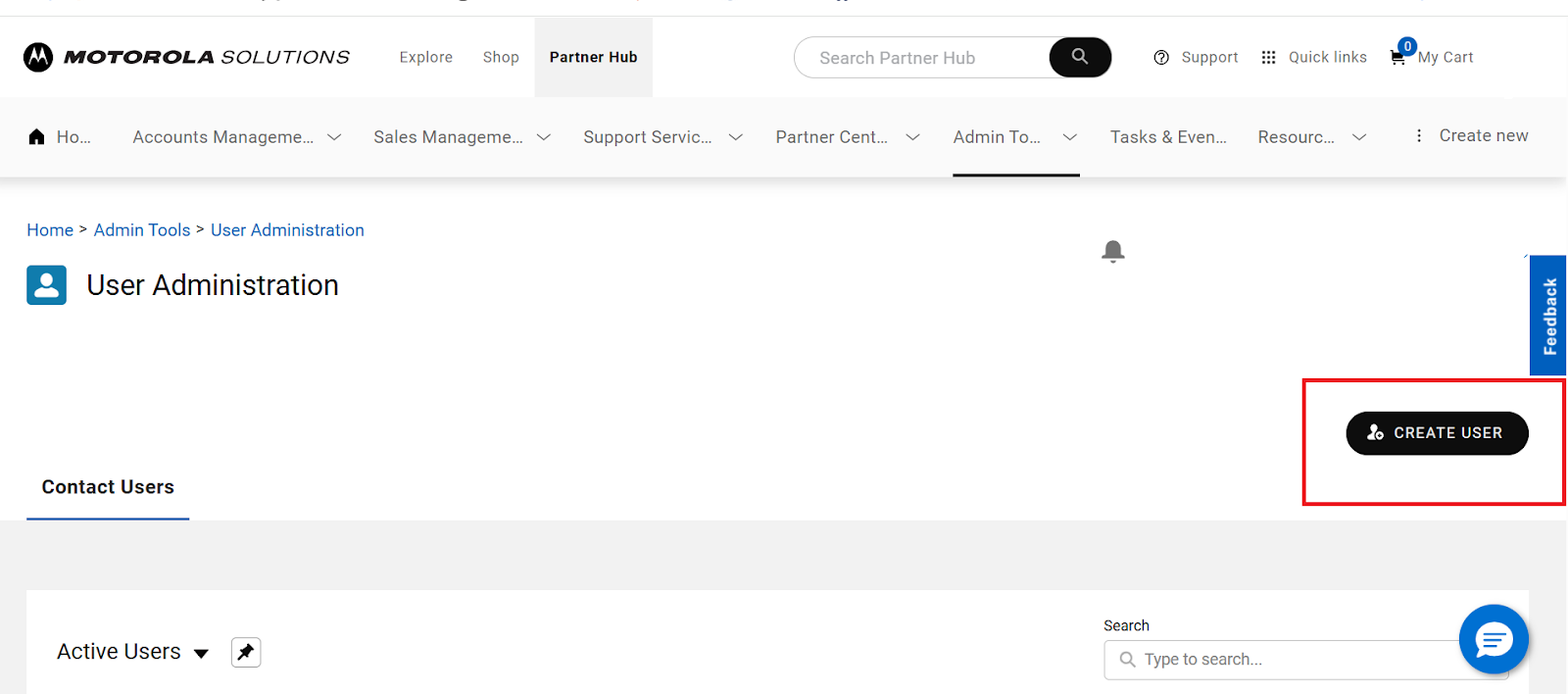 Procedure to add a new user in Partner Hub.
